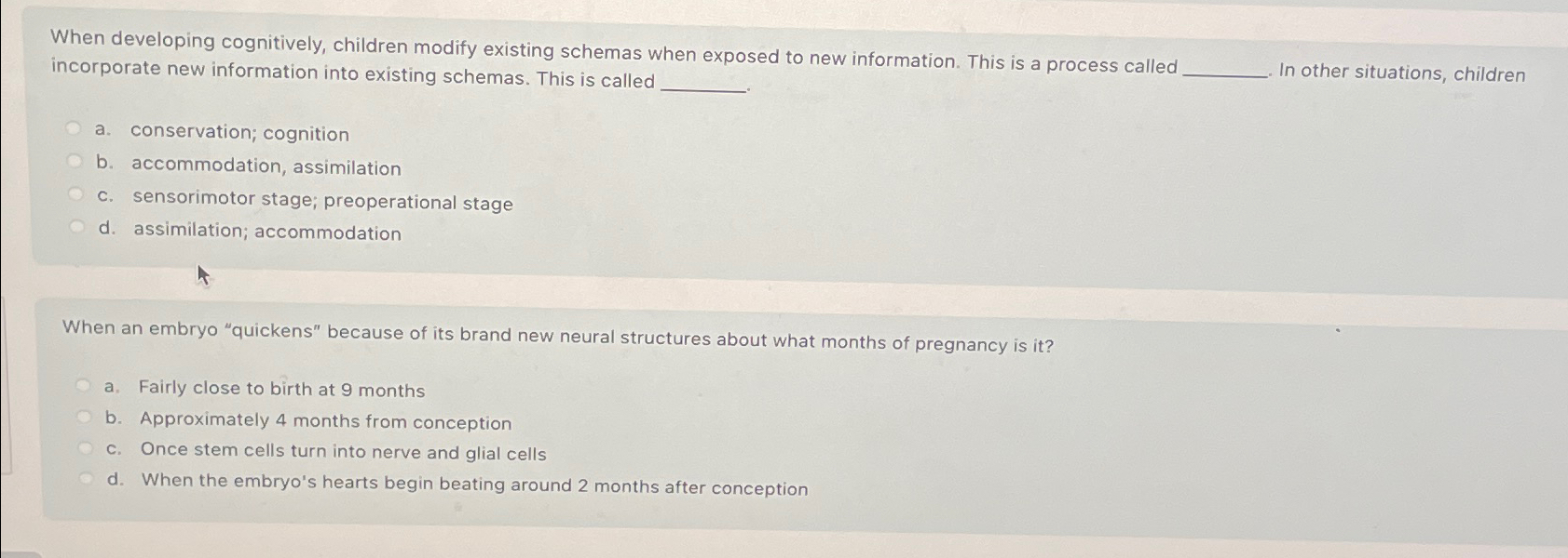 Solved When developing cognitively, children modify existing | Chegg.com