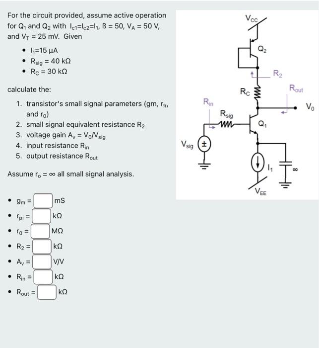 Solved Voc For the circuit provided, assume active operation | Chegg.com