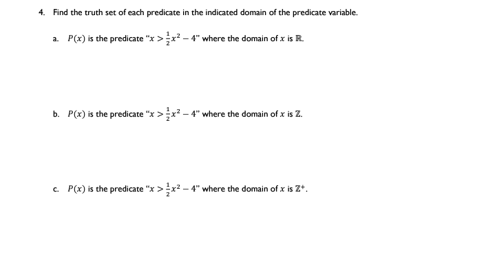 Find the truth set of each predicate in the indicated | Chegg.com