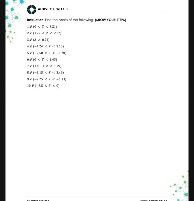 Solved ACTIVITY 1: WEEK 3 Instruction. Find the Areas of the | Chegg.com