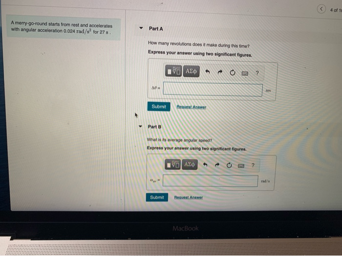 Solved 4 of 10 A merry-go-round starts from rest and | Chegg.com