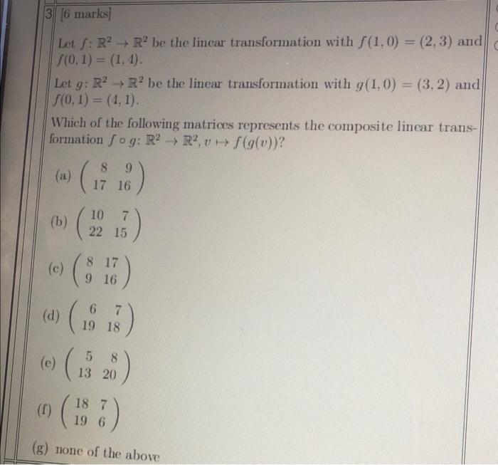 Solved Let f:R2→R2 be the linear transformation with | Chegg.com