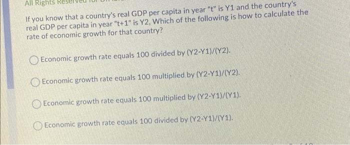 Solved how to calculate the rate of economic growth for that | Chegg.com