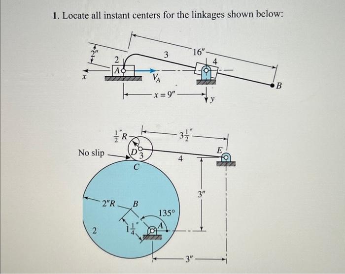 Solved 1. Locate all instant centers for the linkages shown | Chegg.com