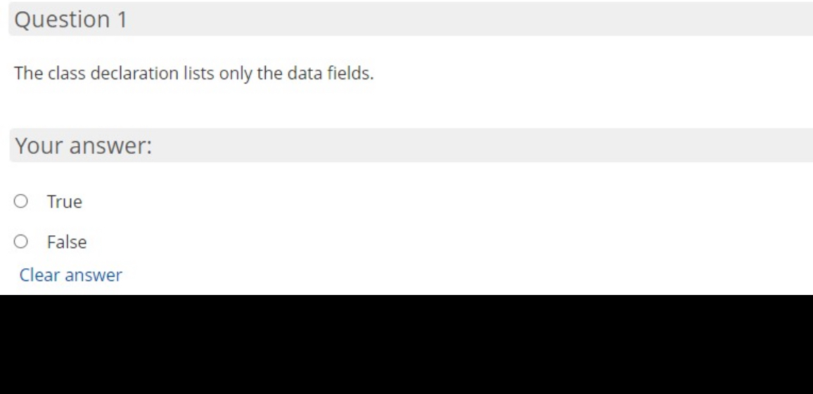 Solved Question 1The class declaration lists only the data | Chegg.com