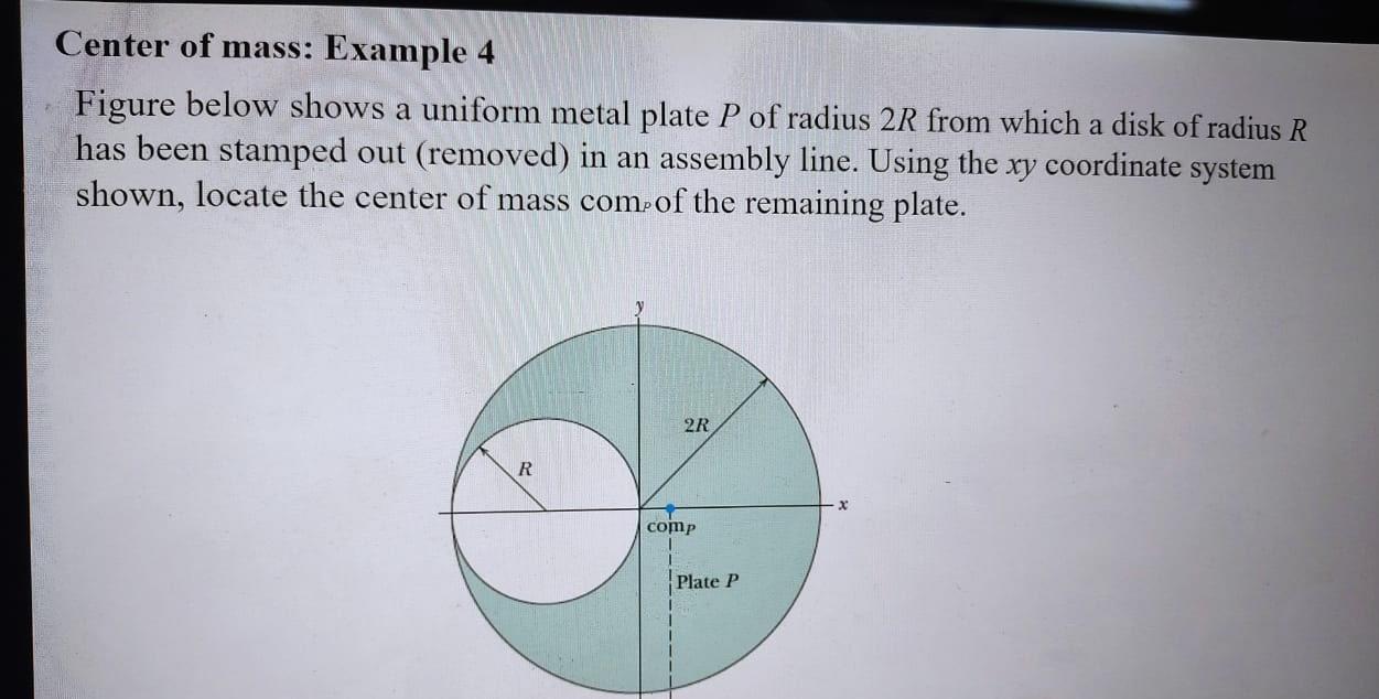 Solved Center of mass: Example 4 Figure below shows a | Chegg.com