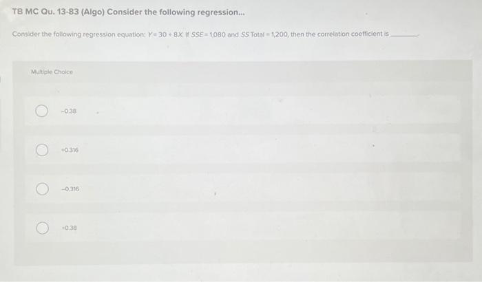 Solved TB MC Qu. 13-83 (Algo) Consider the following | Chegg.com