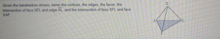 Solved Given the tetrahedron shown, name the vertices, the | Chegg.com