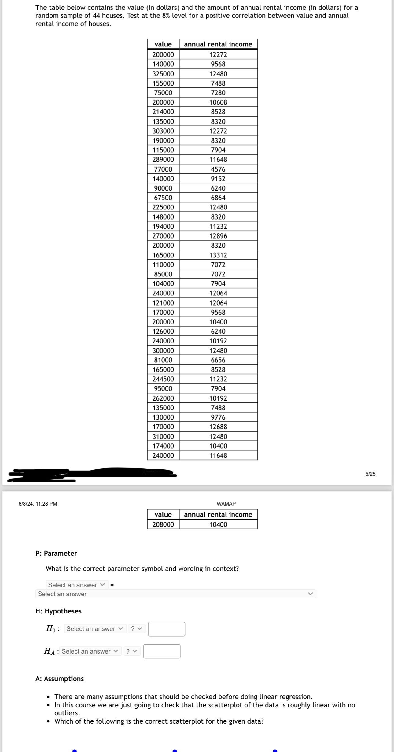 Solved The table below contains the value (in dollars) ﻿and | Chegg.com