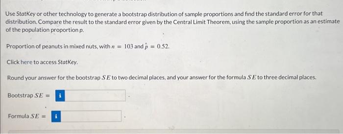 Solved Use StatKey or other technology to generate a | Chegg.com