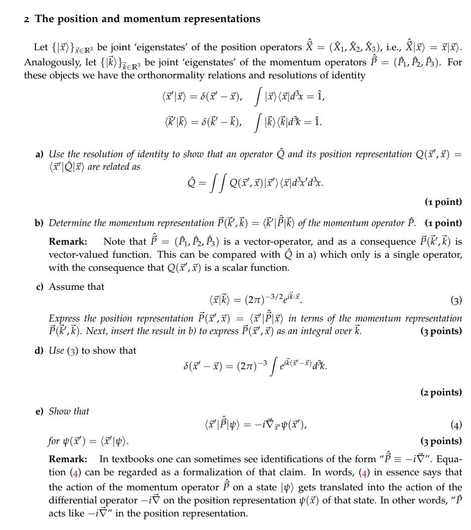 2 The position and momentum representations Let | Chegg.com