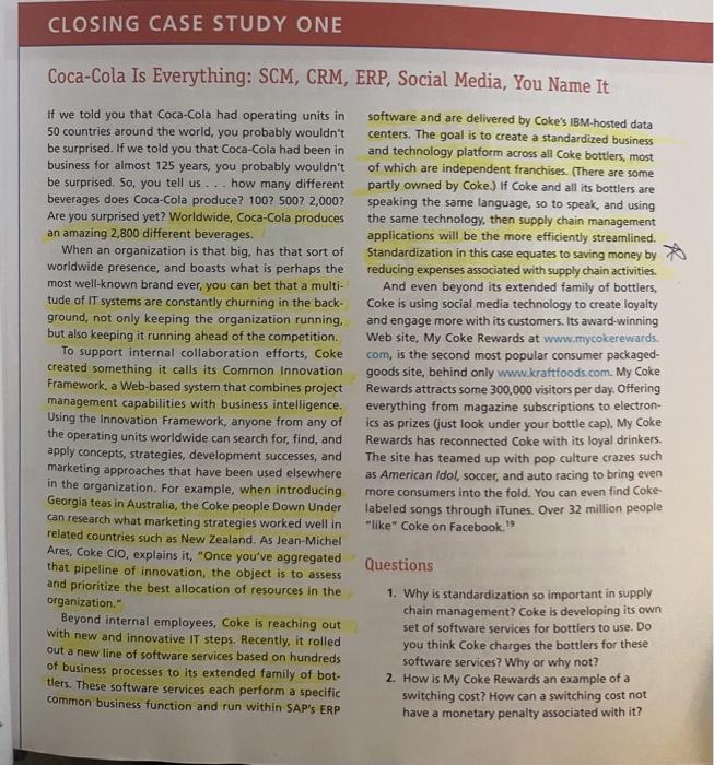 Solved If we told you that Coca-Cola had operating units in | Chegg.com