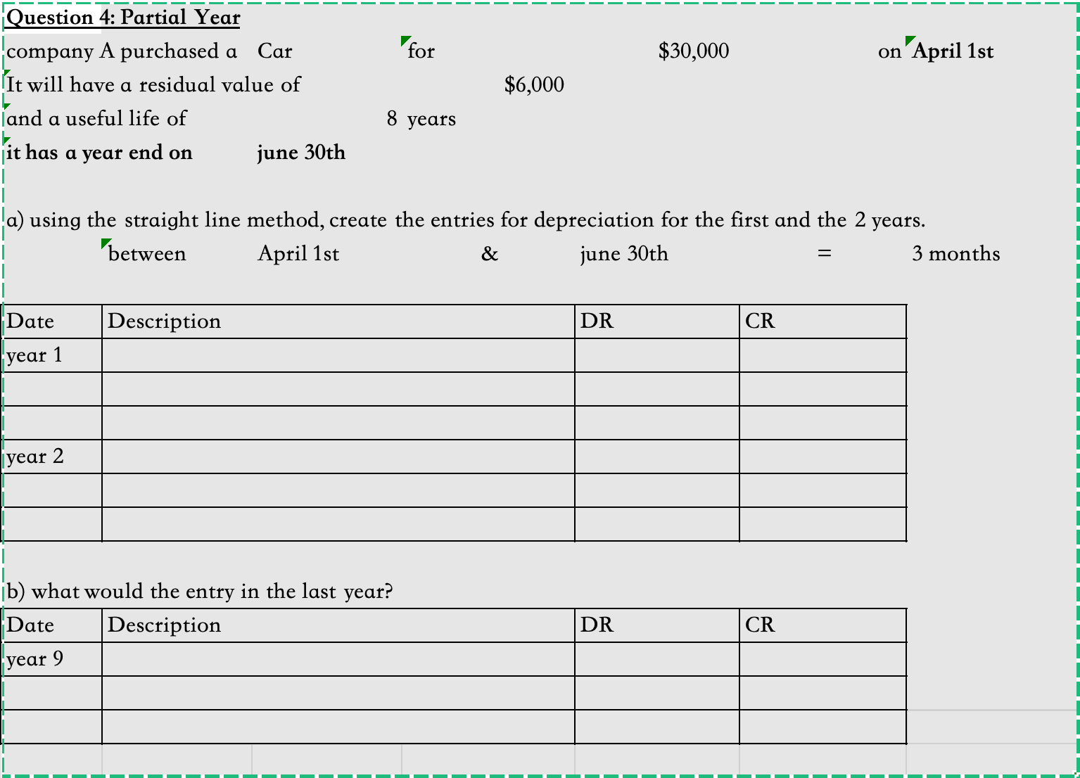 Solved Question 4: Partial Yeara) ﻿using the straight line | Chegg.com