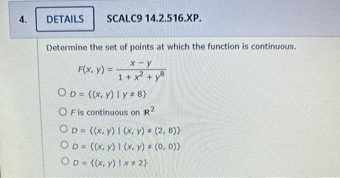 Solved Determine the set of points at which the function is | Chegg.com