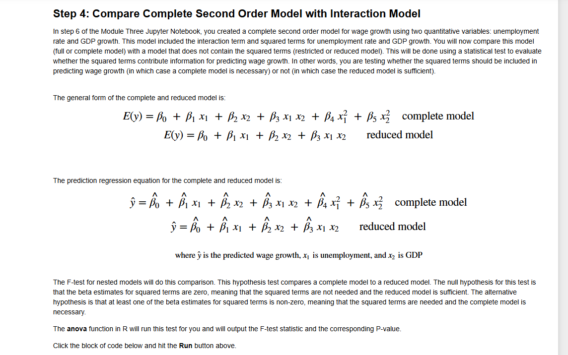 Solved - ﻿What is ﻿the F-Test for nested models used for? | Chegg.com
