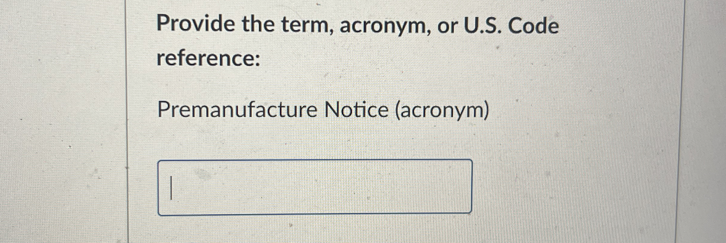 Solved Provide the term, acronym, or U.S. ﻿Code | Chegg.com