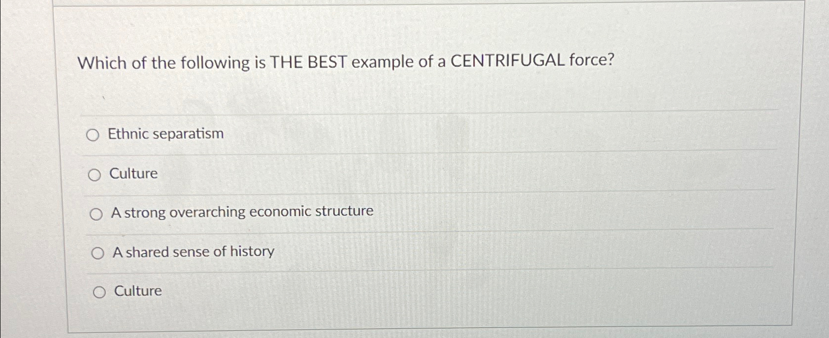 Solved Which of the following is THE BEST example of a | Chegg.com
