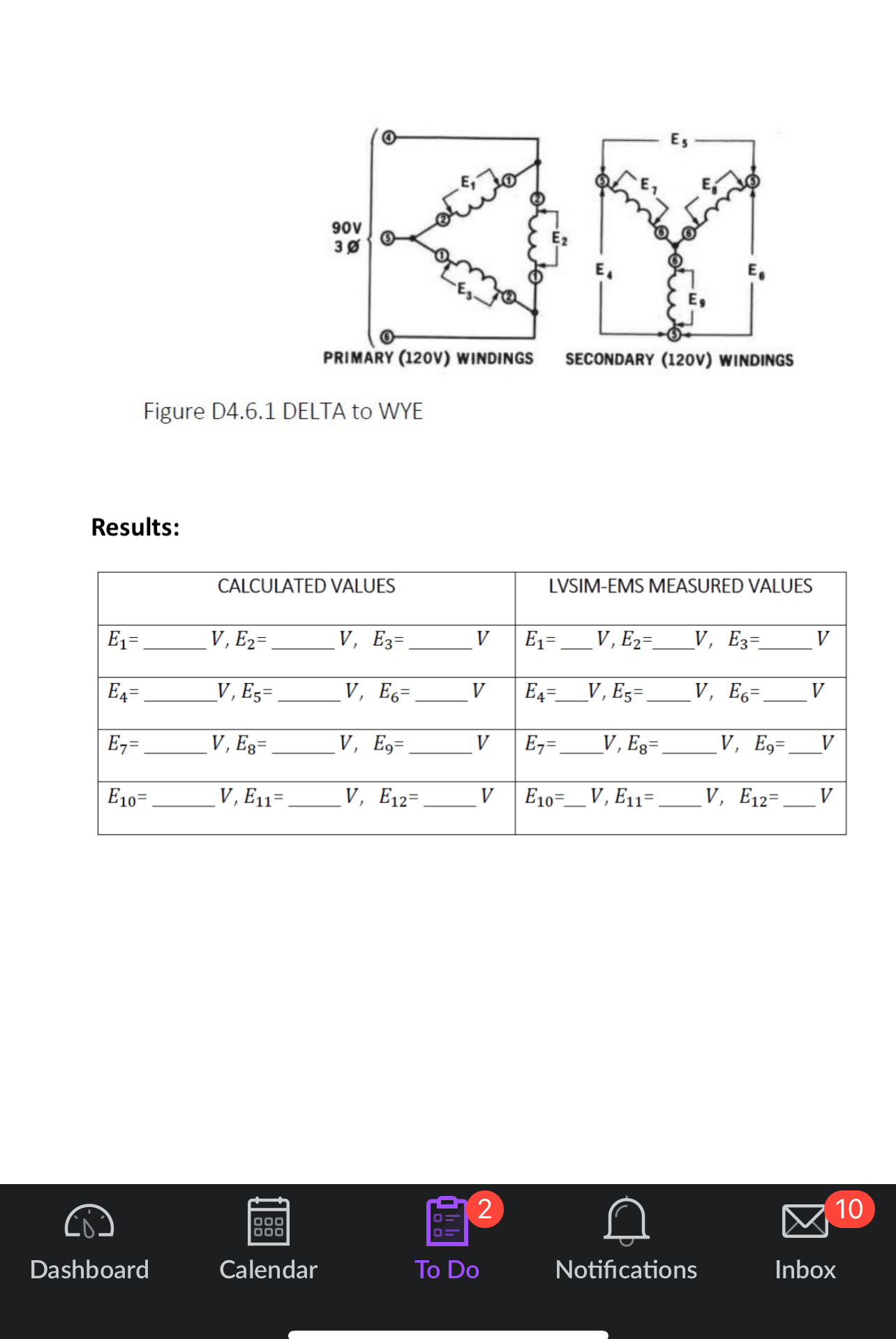 Solved Figure D4.6.1 ﻿DELTA to WYEResults:\table[[CALCULATED | Chegg.com