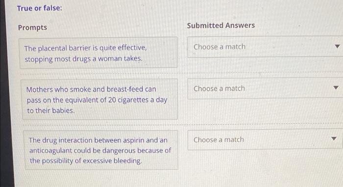 Solved True or false: Prompts Submitted Answers Choose a | Chegg.com