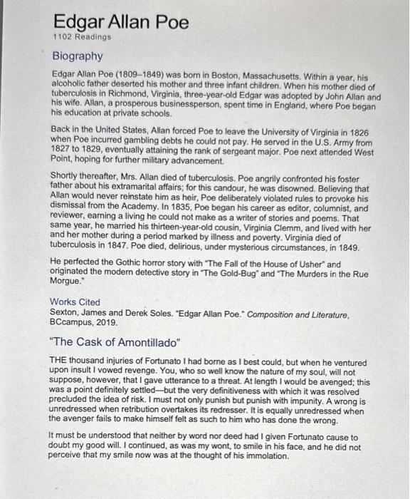 Read the short story and write 200 words using the | Chegg.com