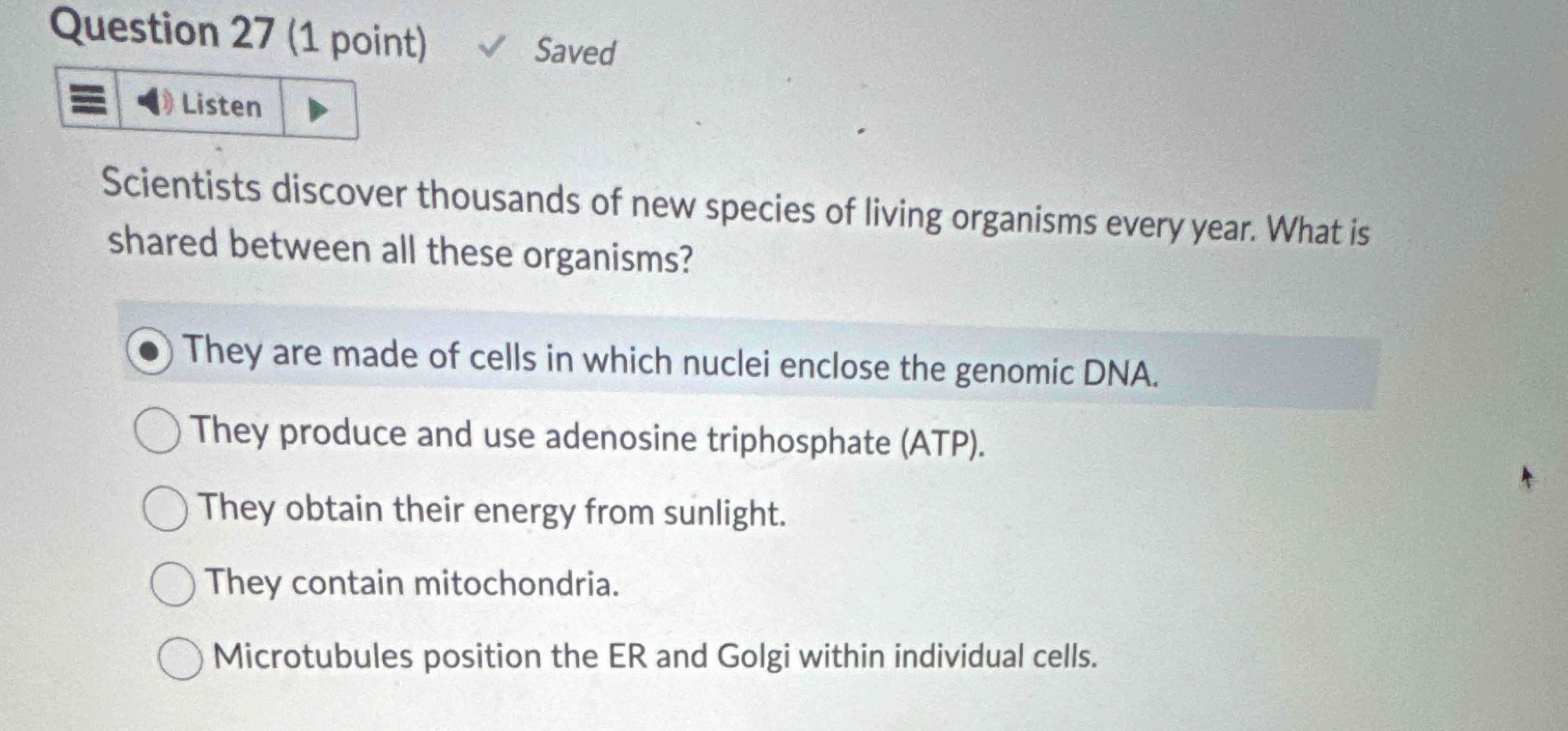 Solved Question 27 (1 ﻿point)Scientists discover thousands | Chegg.com