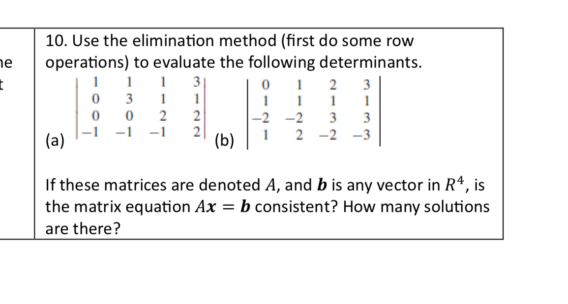 Solved Use the elimination method (first do some row | Chegg.com