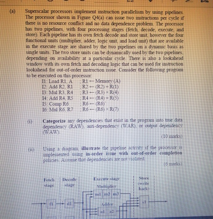 Superscalar processors implement instruction | Chegg.com