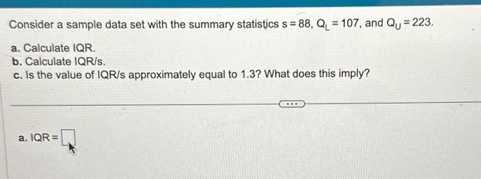 Solved Consider a sample data set with the summary | Chegg.com