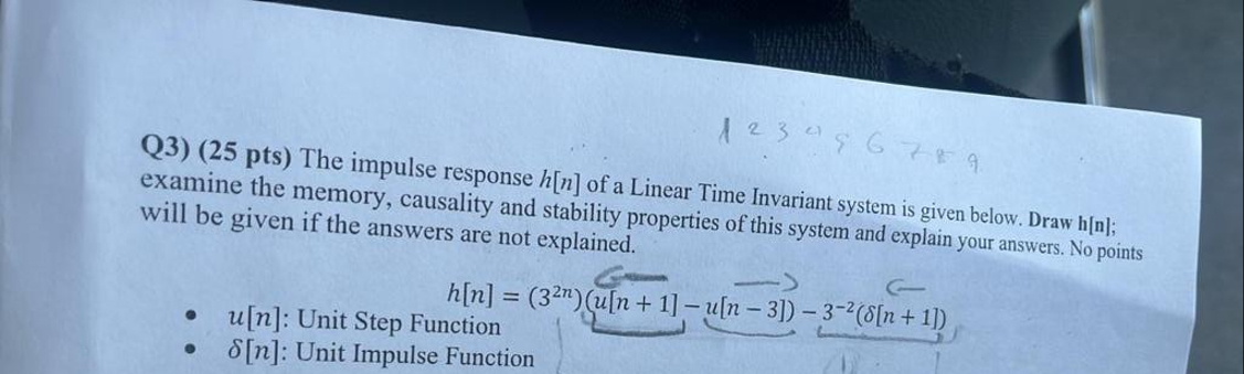 Solved Q3) (25 ﻿pts) ﻿The impulse response h[n] ﻿of a Linear | Chegg.com