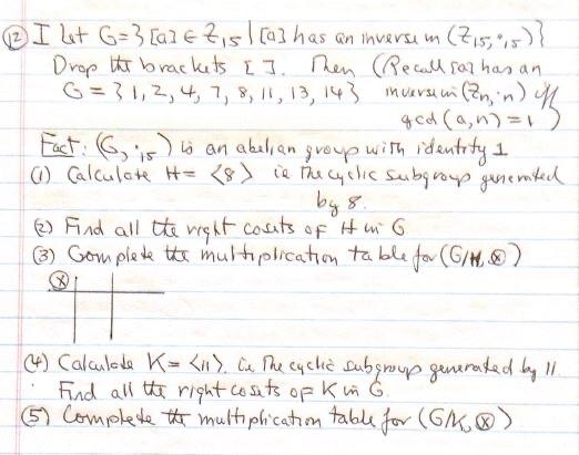 Solved Abstract Algebra question so please be detailed. One | Chegg.com