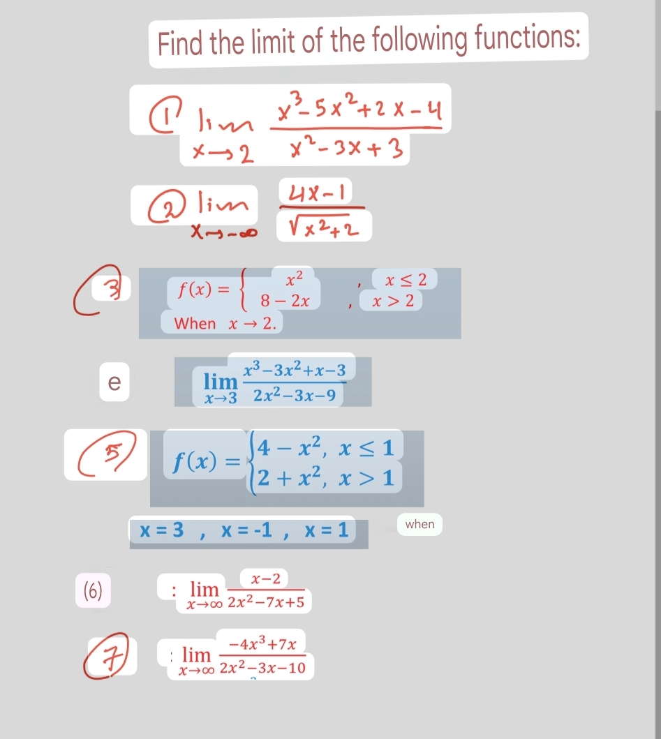 Solved Find the limit of the following | Chegg.com
