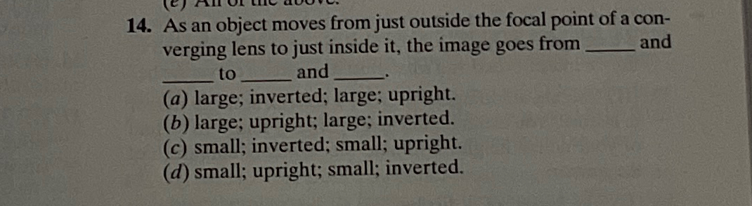 Solved As an object moves from just outside the focal point | Chegg.com