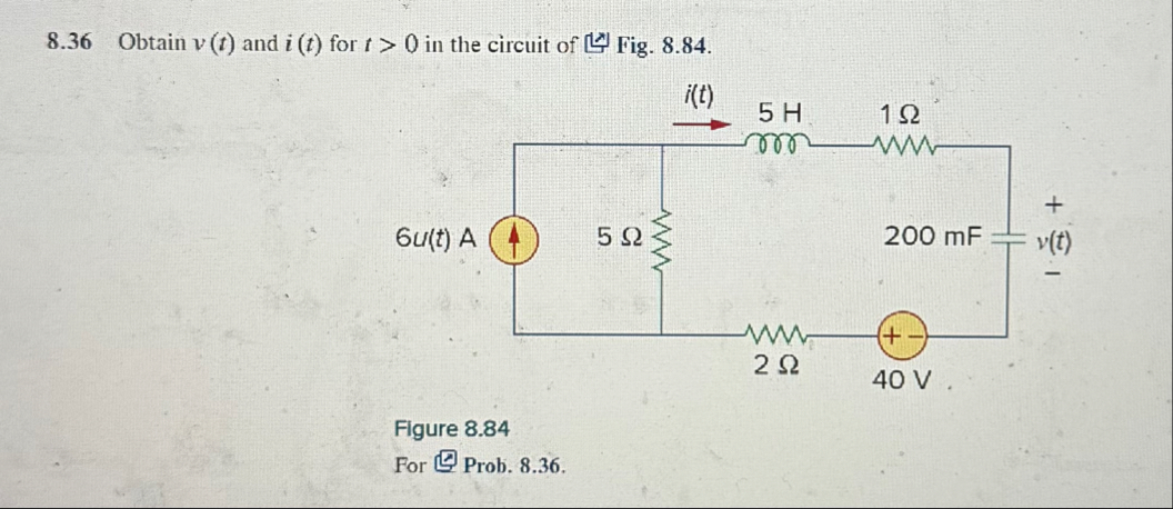 Solved Mous 8 ﻿esFer 8 ﻿nes on8.36 ﻿Obtain v(t) ﻿and i(t) | Chegg.com
