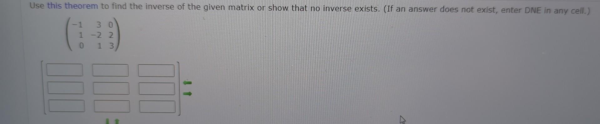 Solved Use this theorem to find the inverse of the given | Chegg.com