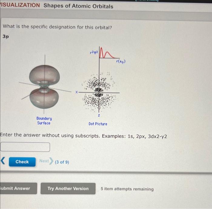 Solved What is the specific designation for this orbital? 3p | Chegg.com