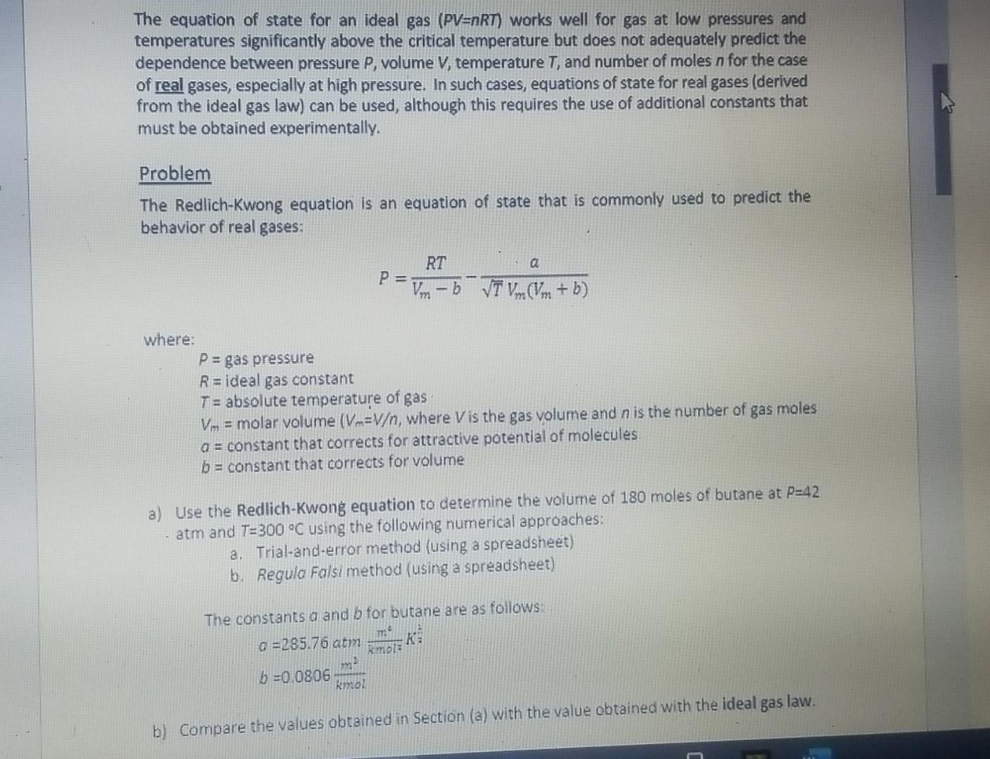 Solved The equation of state for an ideal gas (PV=nRT) works | Chegg.com