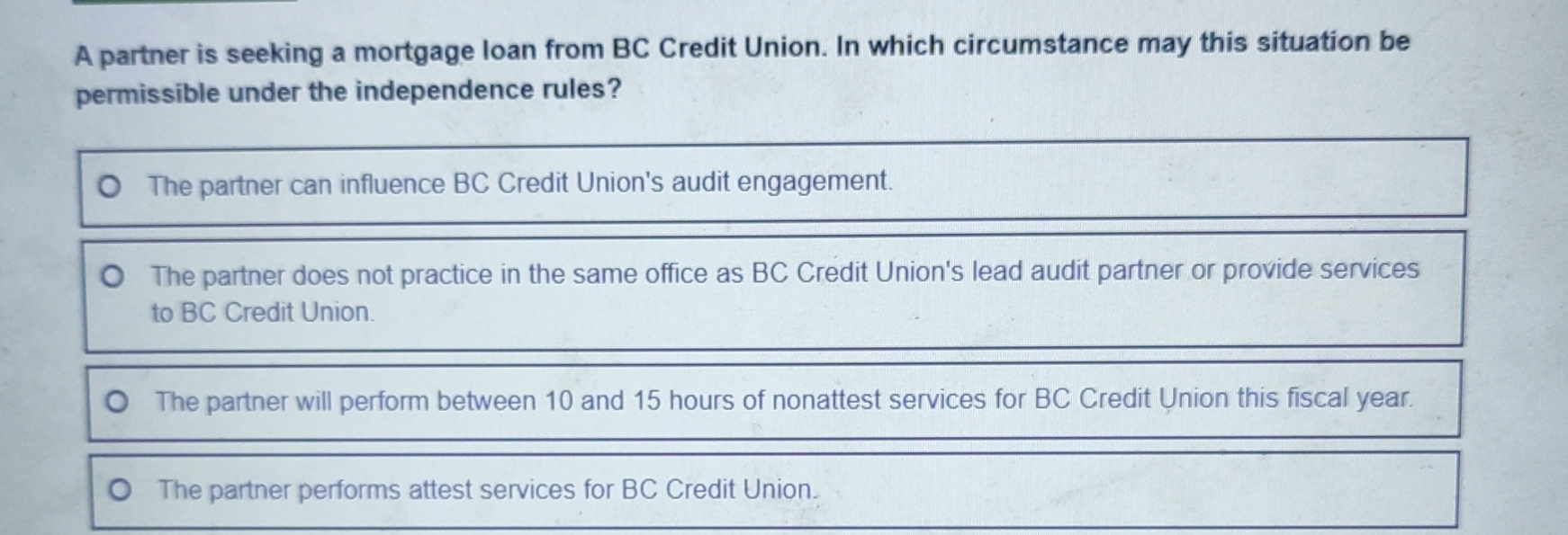 Solved A partner is seeking a mortgage loan from BC Credit | Chegg.com