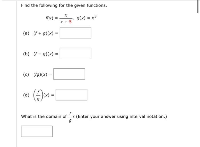 Solved Find the following for the given functions. f(x) (a) | Chegg.com