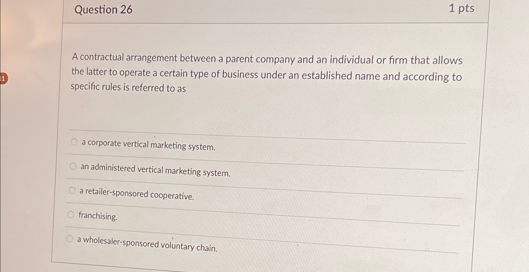 Solved Question 261 ﻿ptsA contractual arrangement between a | Chegg.com