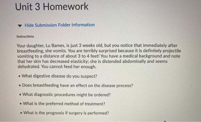 Solved Unit 3 Homework Hide Submission Folder Information | Chegg.com