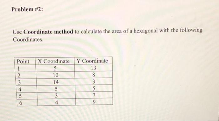 Solved Problem #2: Use Coordinate method to calculate the | Chegg.com