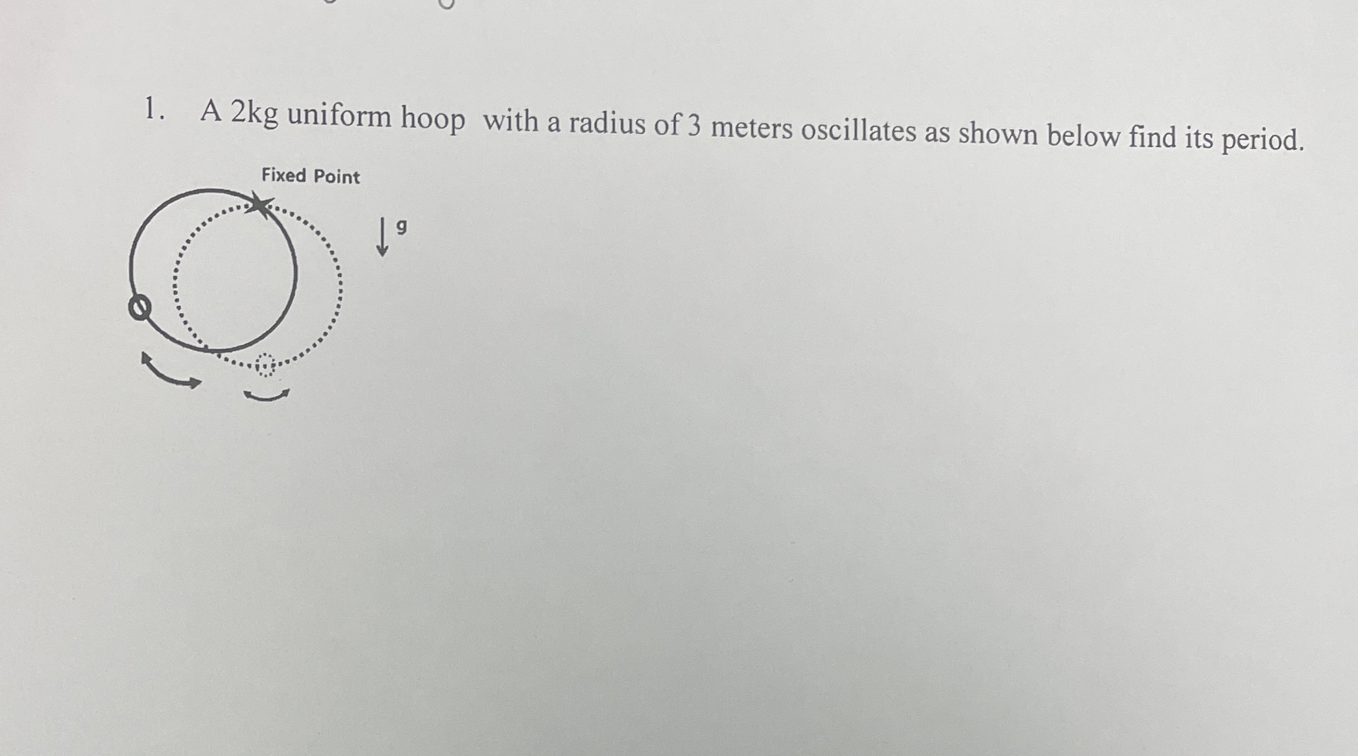 Solved by an EXPERT A 2 ﻿kg uniform hoop with a radius of 3 ﻿meters | Chegg.com