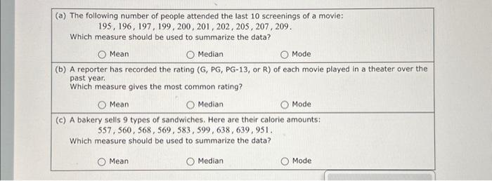 Solved (a) The following number of people attended the last | Chegg.com