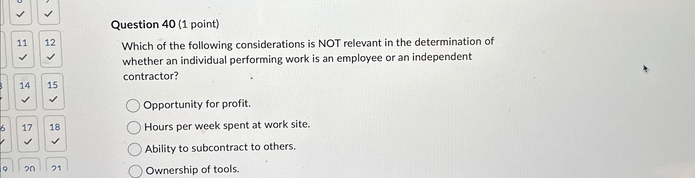 Solved Question 40 (1 ﻿point)11,12Which of the following | Chegg.com