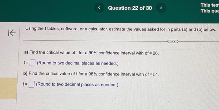 Solved Using the t tables, software, or a calculator, | Chegg.com