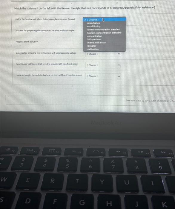 Solved Match the statement an the keft with the item on the | Chegg.com