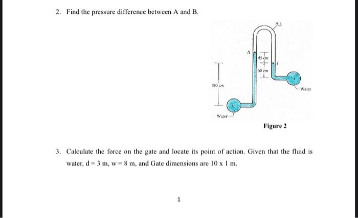Solved 2. Find the pressure difference between A and B. T | Chegg.com