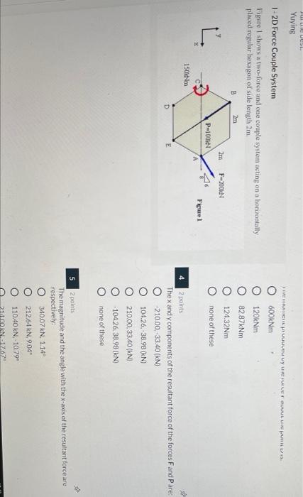 Solved 1-2D Force Couple System Figure I shows a two-force | Chegg.com