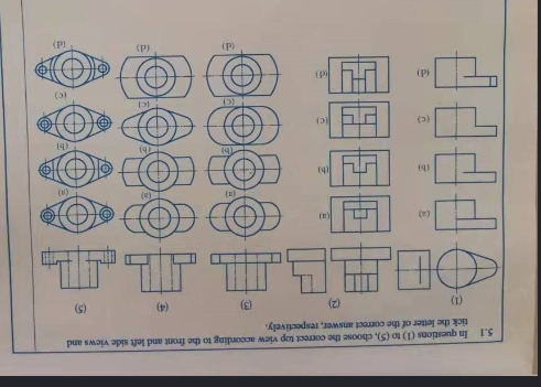 Solved In questions (1) to (5), choose the correct top view | Chegg.com