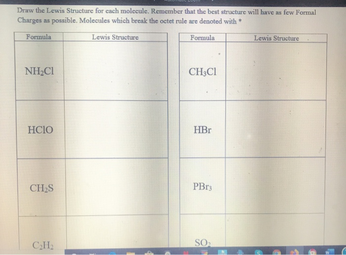 Solved Draw The Lewis Structure For Each Molecule Remember